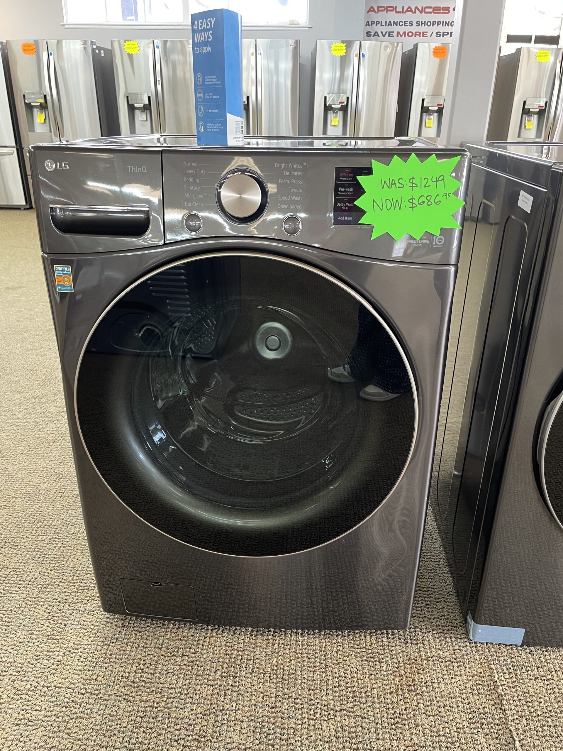4.5 Cu. Ft. Stackable SMART Front Load Washer in Black Steel with Steam ...
