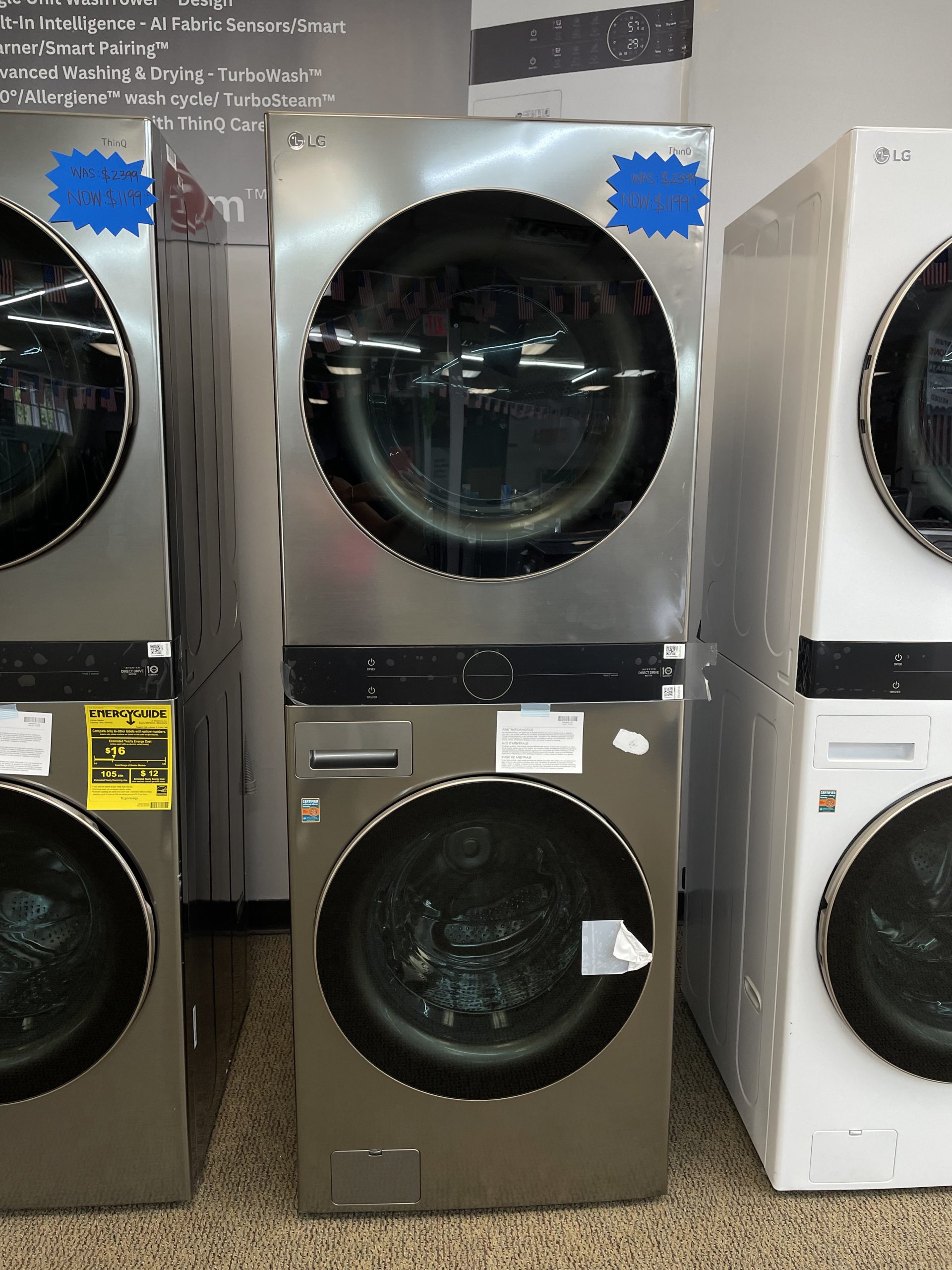 WashTower Stacked SMART Laundry Center 4.5 Cu.Ft. Front Load Washer & 7 ...