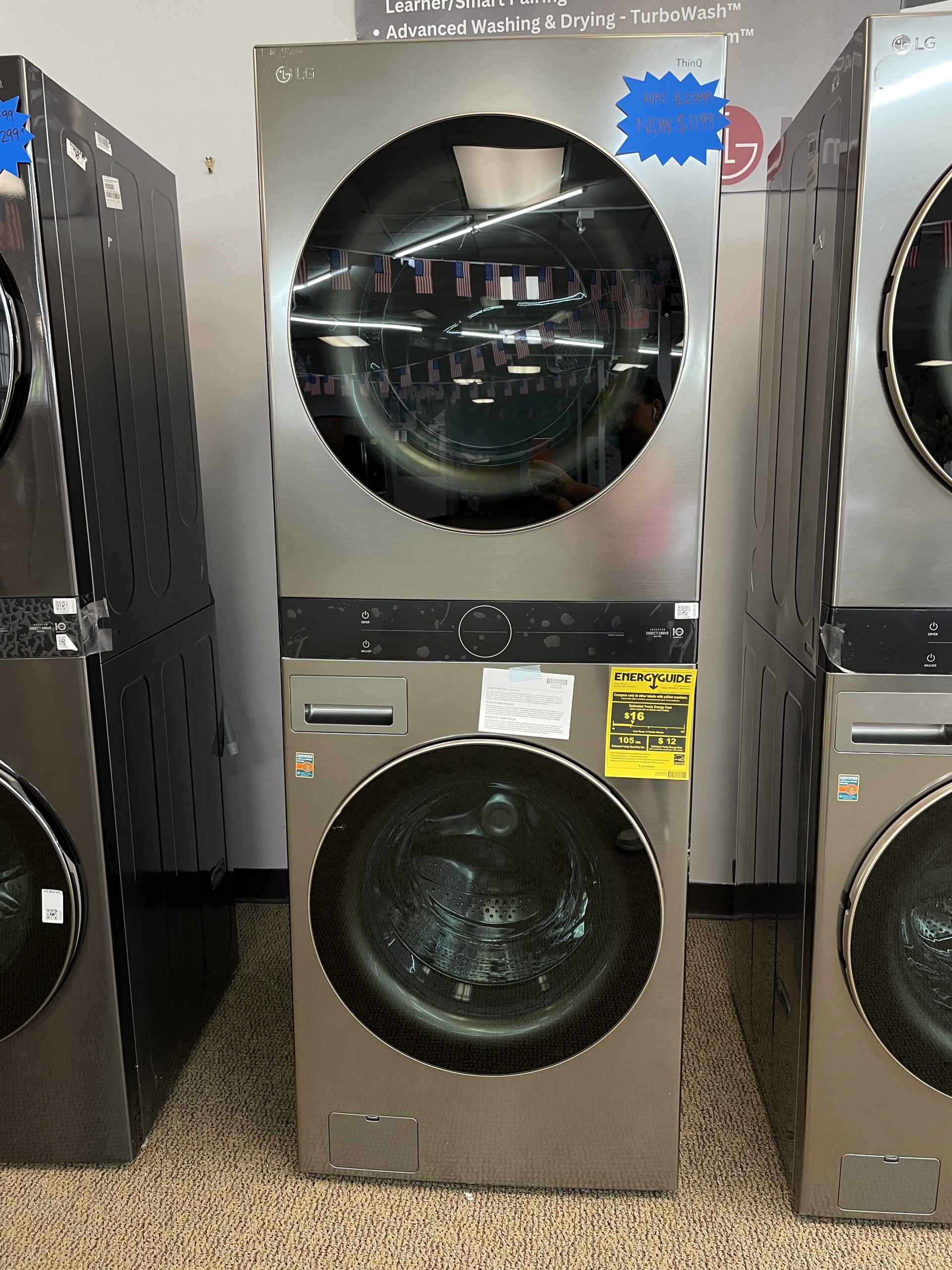 WashTower Stacked SMART Laundry Center 4.5 Cu.Ft. Front Load Washer & 7 ...