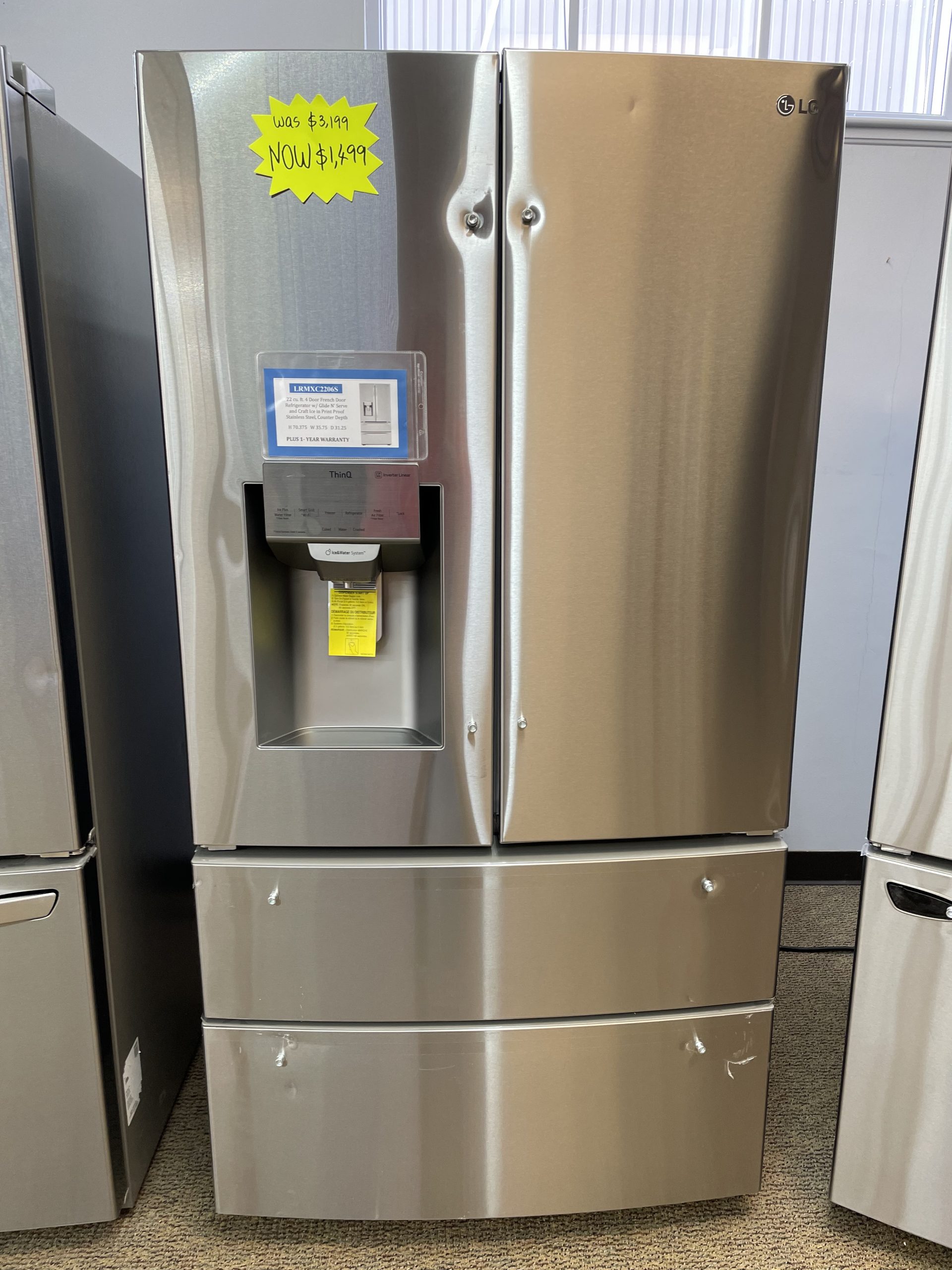 22 cu ft. Smart Counter Depth Double Freezer Refrigerator with Craft ...