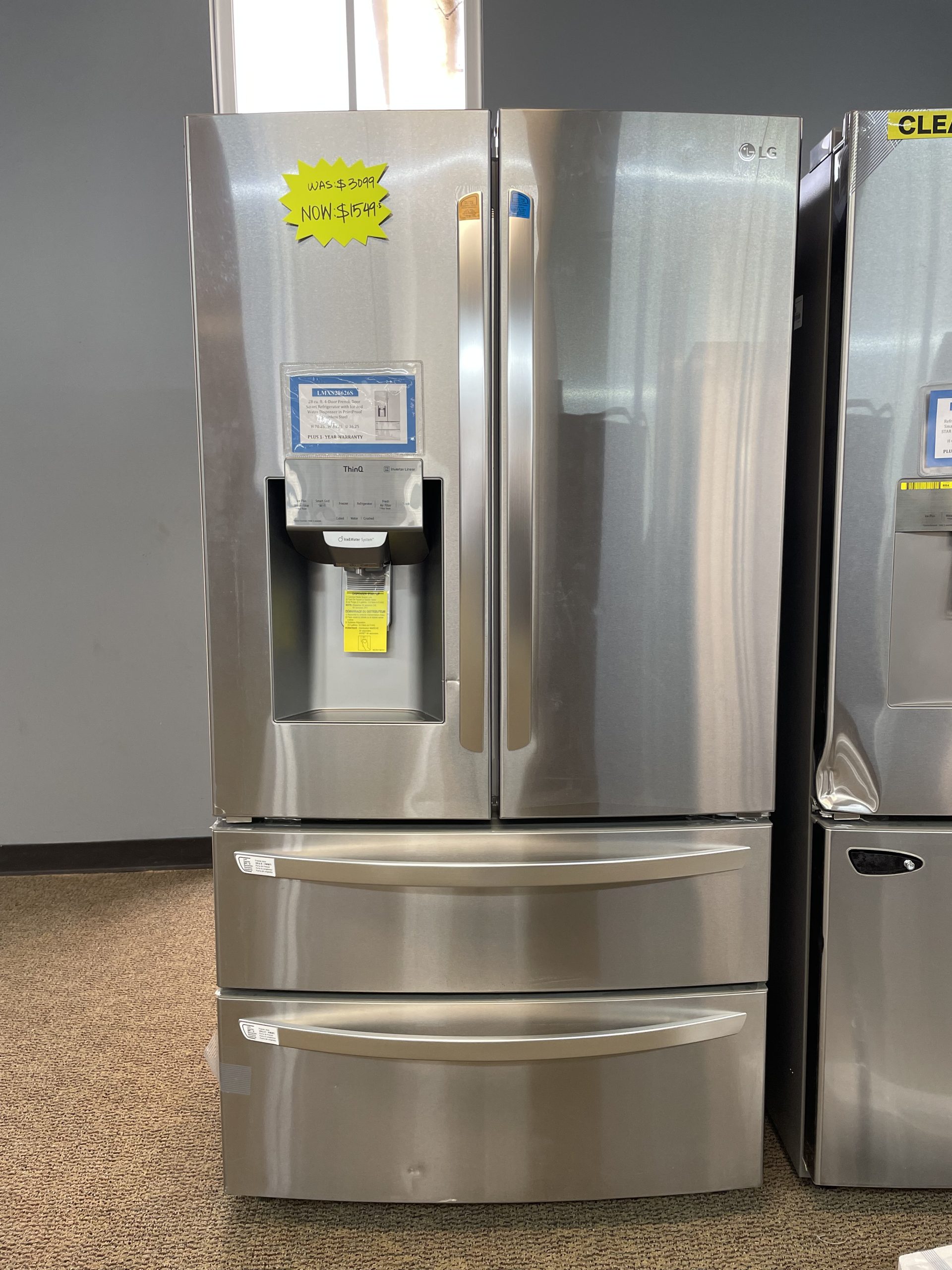 28 cu. ft. 4-Door French Door Smart Refrigerator with Ice and Water ...