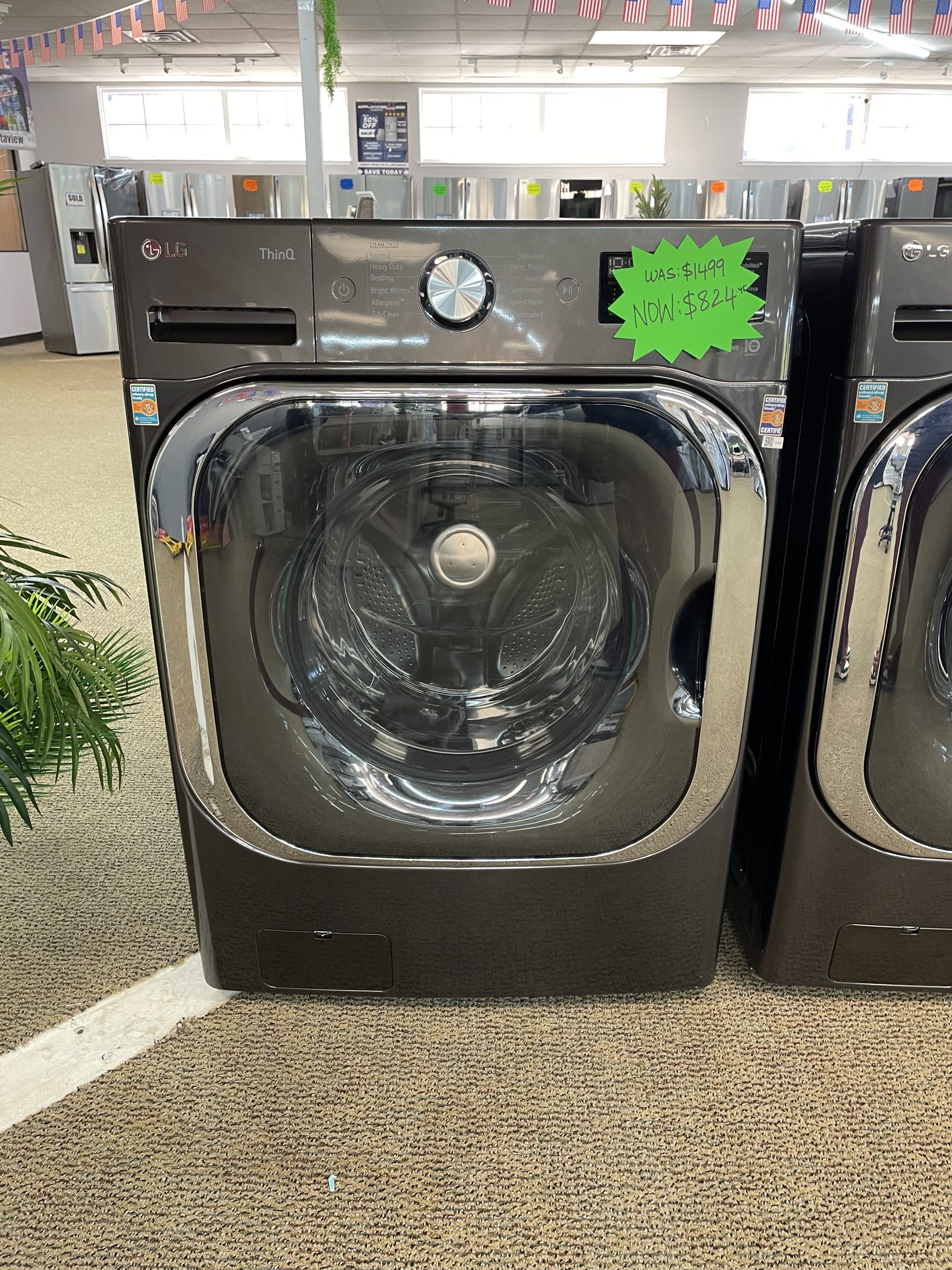 5.2 cu. Ft Stackable SMART Front Load Washer in Black Steel with Steam ...