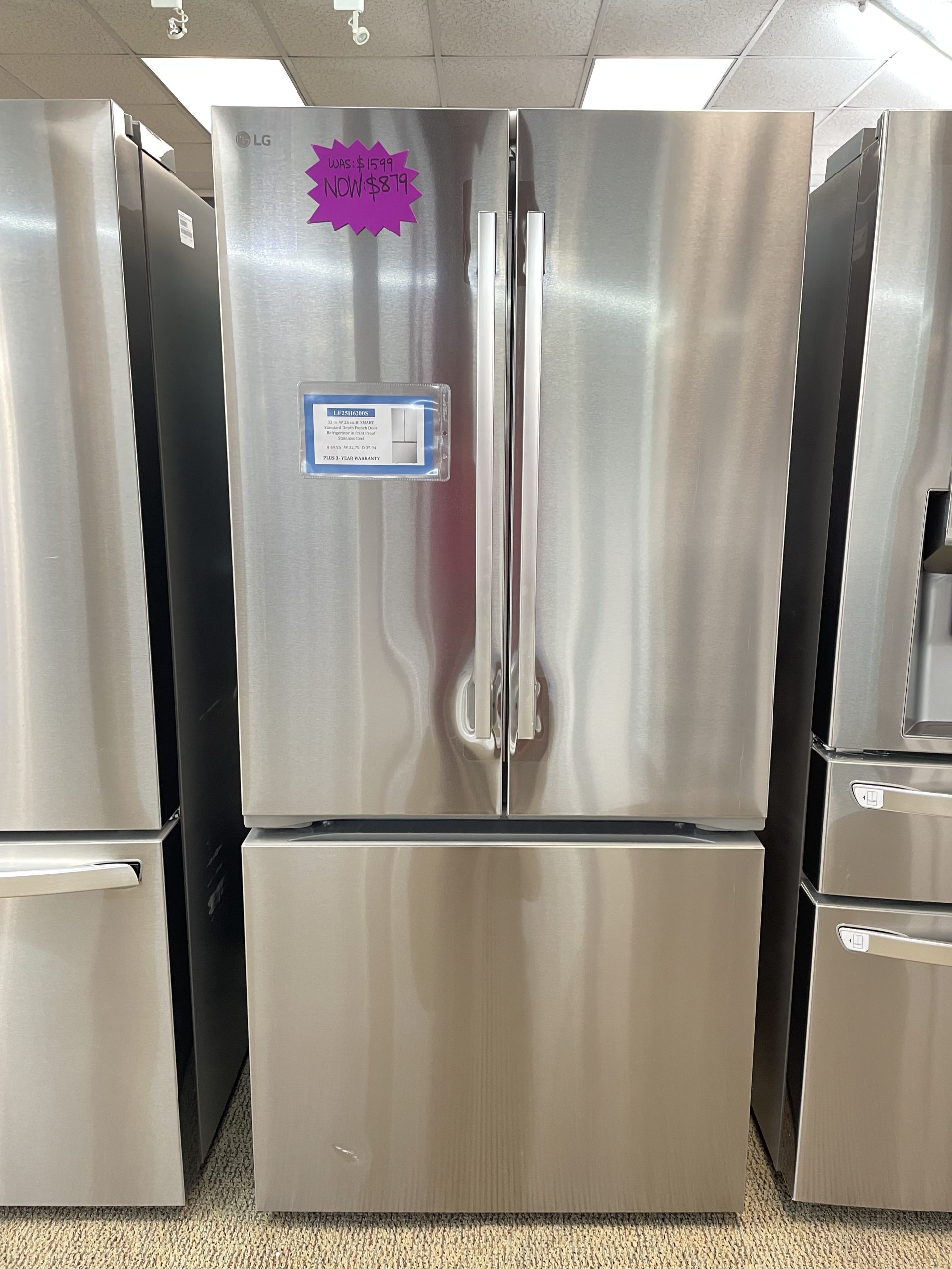 33 in. W 25 cu. ft. SMART Standard Depth French Door Refrigerator in ...