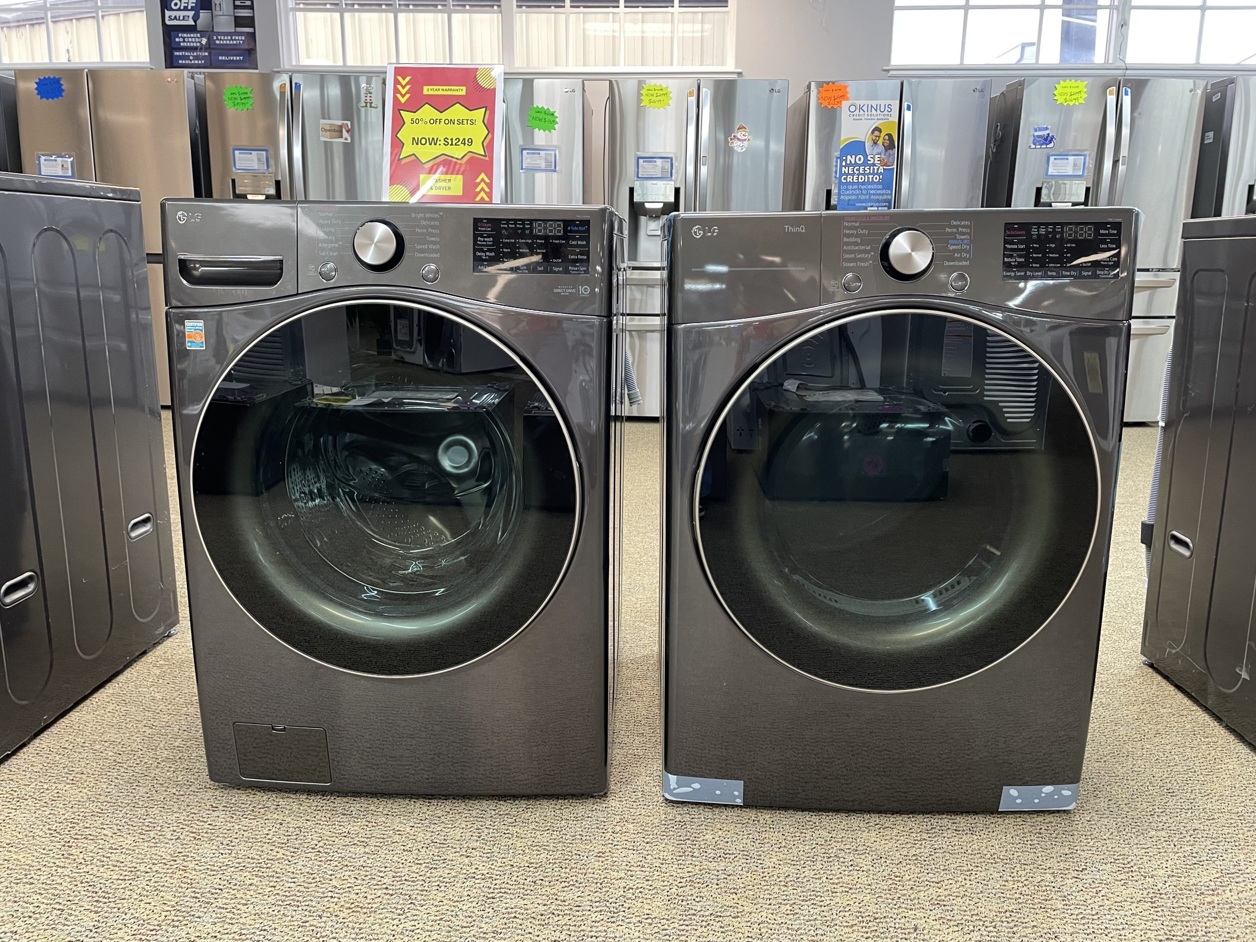 4.5 Cu. Ft. SMART Washer & 7.4 Cu. Ft. SMART Electric Dryer in Black ...